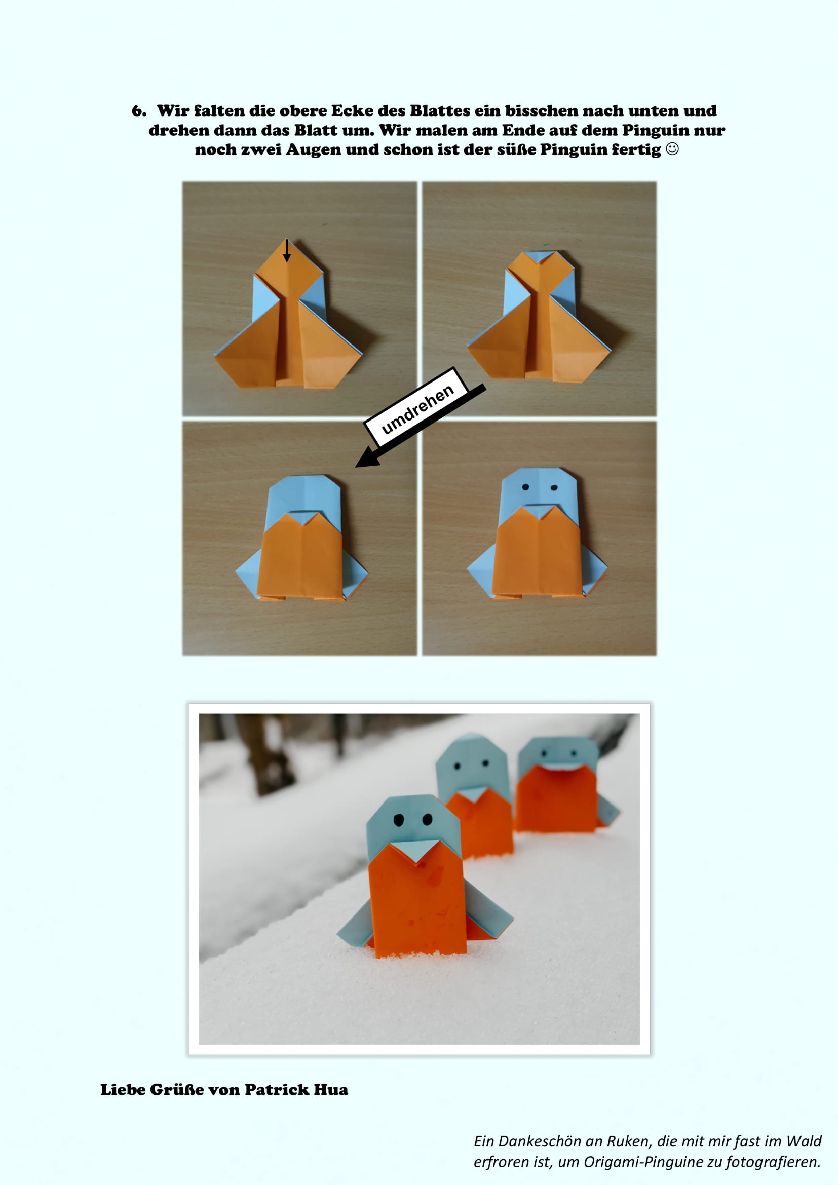 Origami Pinguin – AHA-ERLEBNISmuseum für Kinder und Jugendliche e.V.